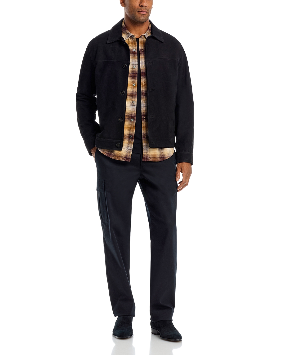 JOHN VARVATOS brindley plaid cotton shirt